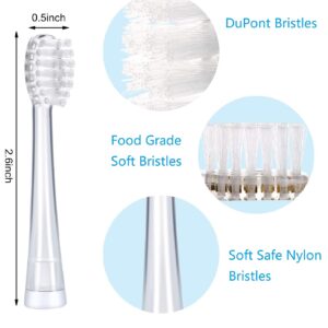 4 Pack Baby Kids Toothbrush Heads, Electric Toothbrush Replacement Heads Compatible with Dada-Tech DT-BB1, DT-977, DT-K6; Compatible with Brush-Baby WildOnes/KidzSonic; for Seago SG513/977, 3-12 Year