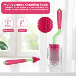 Triplevo 3 in 1 Silicone Baby Bottle Cleaning Brush Kit with Stand – Baby Cleaning Brush Set for Baby Milk Bottles Straws Breast Pumps & Other Accessories – Capable to 360° Overall Cleaning (Mint)