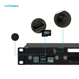 UCTRONICS for Raspberry Pi Rackmount Complete Enclosure Version with PoE Functionality, Front Removable Rack Mount with Captive Screws, Supports Up to 5 RPis