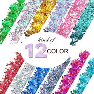 Face Glitter Makeup, Holographic Chunky Face Body Glitter, Glitter Eyeshadow Cosmetic Laser Powder for Face Hair Nails, Festival Body Glitter Makeup