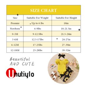 Unutiylo Preemie Baby Girl Clothes Ribbed Pants Set Ruffle Clothing Set Short Sleeve Sunflower Summer Outfits Yellow