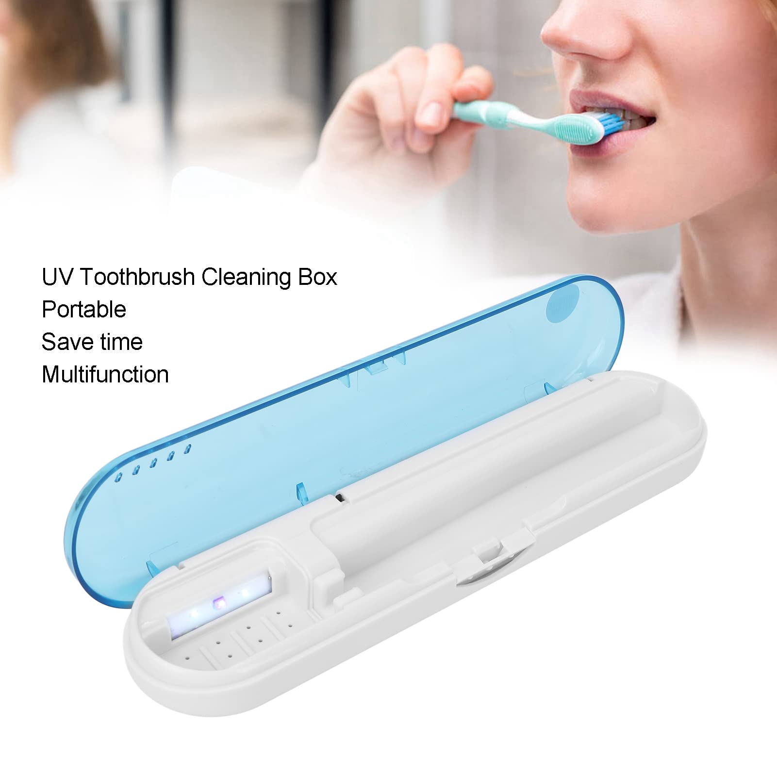 Shanrya UV Toothbrush Cleaning Case, Stable ABS Micro Switch UV Toothbrush Cleaner for Home Travel for Men Women