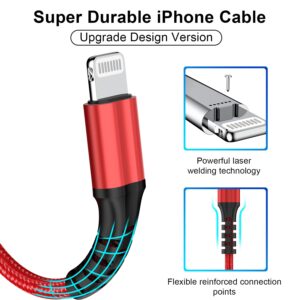 iPhone Charger Cable 3 Pack 10Ft, [ Apple MFi Certified ] 10 Foot Lightning Cable, Nylon Braided iPhone Cable Fast iPhone Charging Cord Compatible iPhone 13/12/11 Pro/11/XS MAX/XR/8/7/6s/6/5S/SE iPad