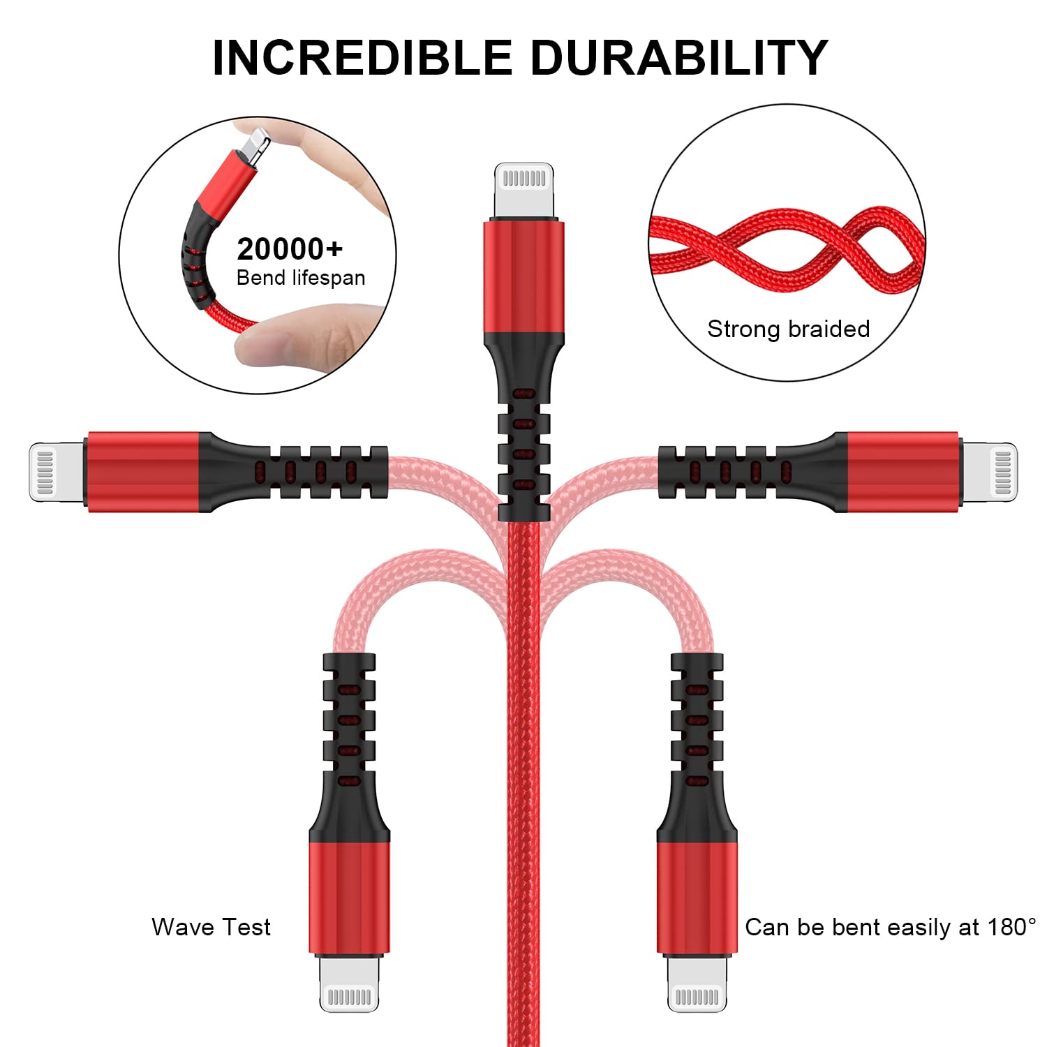 iPhone Charger Cable 3 Pack 10Ft, [ Apple MFi Certified ] 10 Foot Lightning Cable, Nylon Braided iPhone Cable Fast iPhone Charging Cord Compatible iPhone 13/12/11 Pro/11/XS MAX/XR/8/7/6s/6/5S/SE iPad