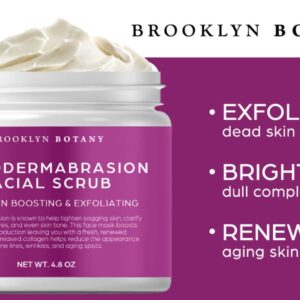 Brooklyn Botany Microdermabrasion Facial Scrub 2.5 oz – Exfoliating Face Scrub for Tightening and Brightening Skin - Face Exfoliator for Acne Scars, Wrinkles, Fine Lines and Aging Spots