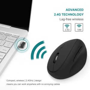 Wireless Vertical Mouse, Ergonomic Wireless Mouse 2.4G High Precision Optical Mice, Reduce Wrist Pain (for Small Hands)