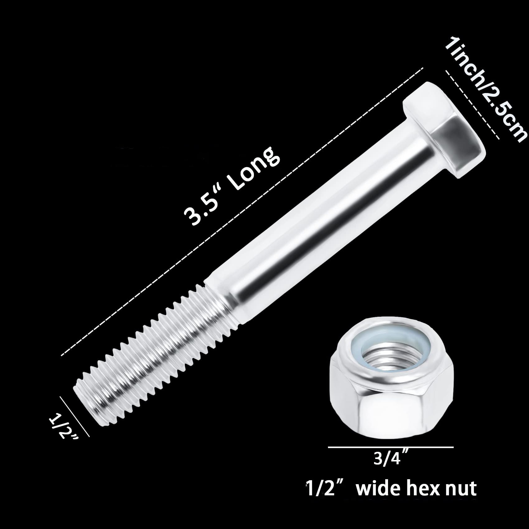 Shear Bolts for Compatible with Rotary Cutters Mill Grade 5 SAE J429 3.5" with Nylock Nut (Pack of 6)