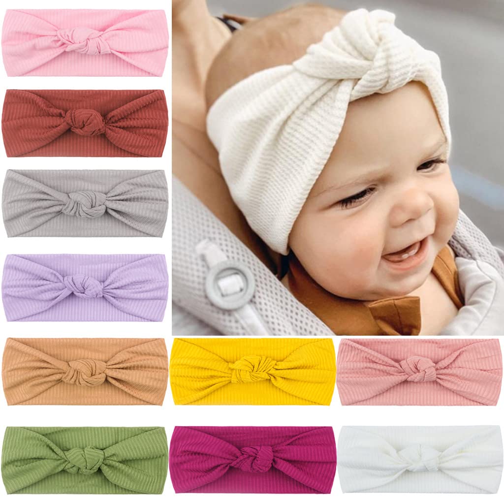 Baby Bow Headbands Turban Knotted, Girl's Hairbands for Newborn,Toddler and Childrens (Knot 12Pack)