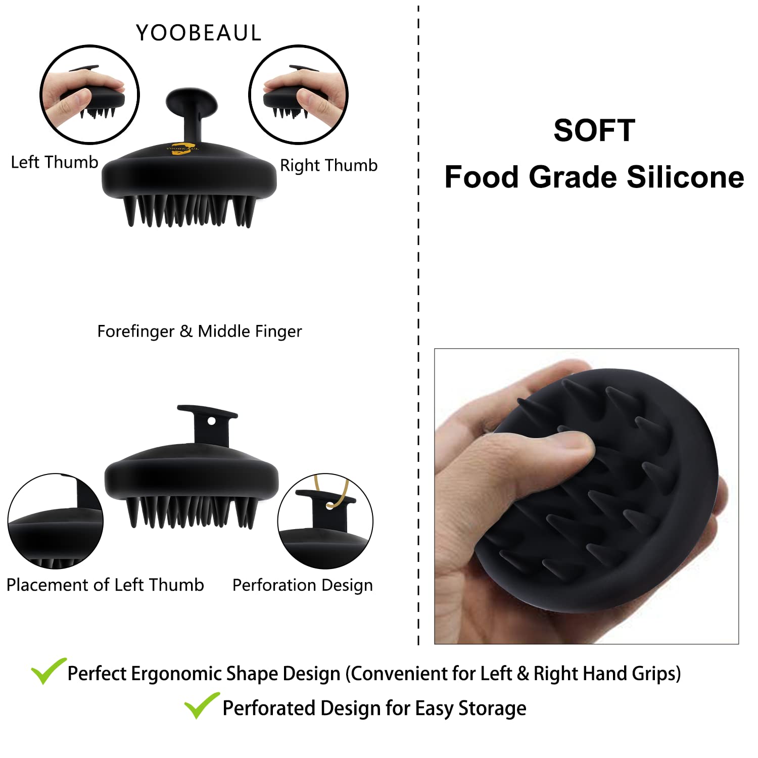 Hair & Beard Brush for Men, Silicone -Professional Beard Scrubber, Helping Beard-Shampoo Better Clean the Beard. Exfoliating Promote Beard Growth, Good Helper for Beard Oil -Black