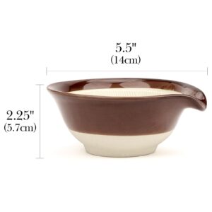 Linkidea Ceramic Shaving Bowl, Shaving Soap Lather Mug Cup for Men, Wide Mouth Barber Beard Wet Razor Shave Cream Cup, Brown