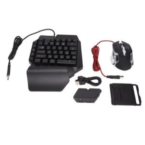 gaming keyboard mouse converter gaming keyboard mouse set rgb gradient usb one handed keyboard type c wired mouse mobile phone holder(mix se automatic pressure gun set)