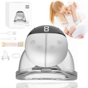 wearable electric breast pump with led display hands-free breastpump 2 modes & 9 levels adjustment unique shape 24mm default…