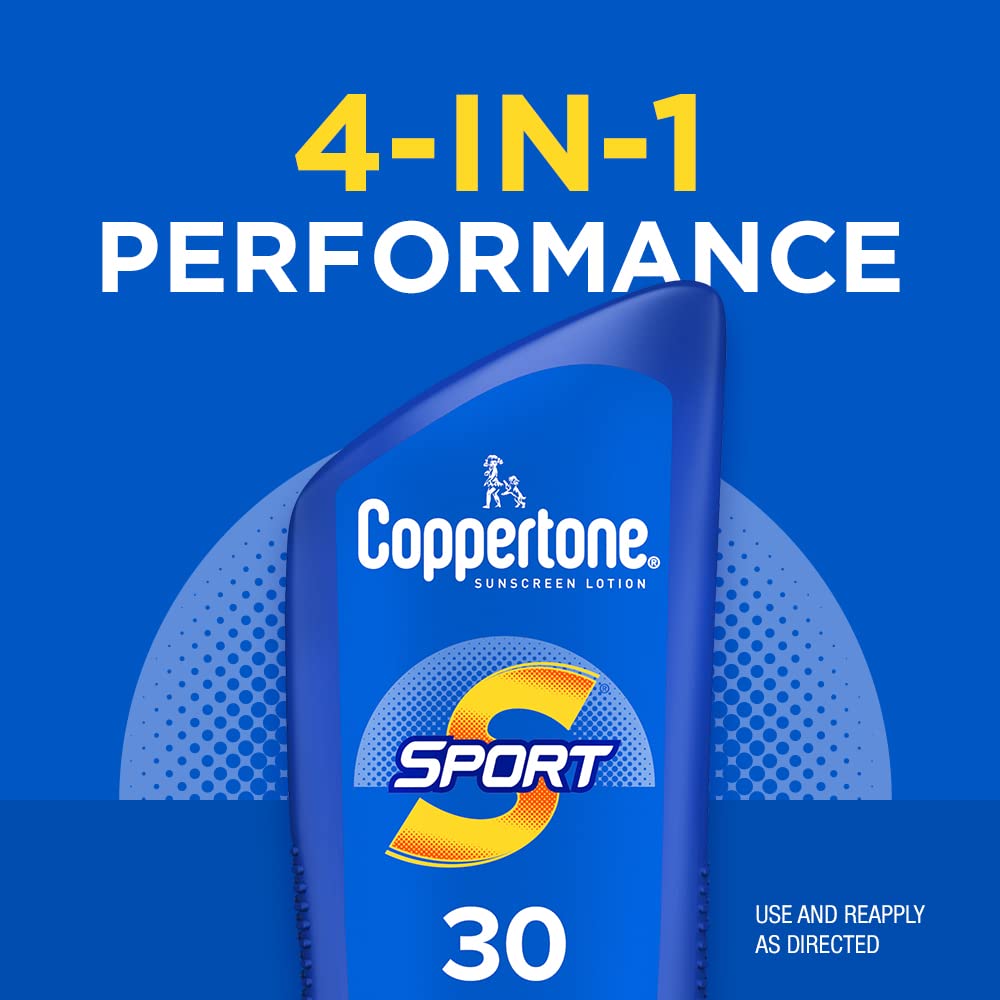 Coppertone Sport Sunscreen Lotion SPF 30, Water Resistant Body Sunscreen, Broad Spectrum SPF 30 Sunscreen, Bulk Sunscreen Pack, 7 Fl Oz Bottle, Pack of 2