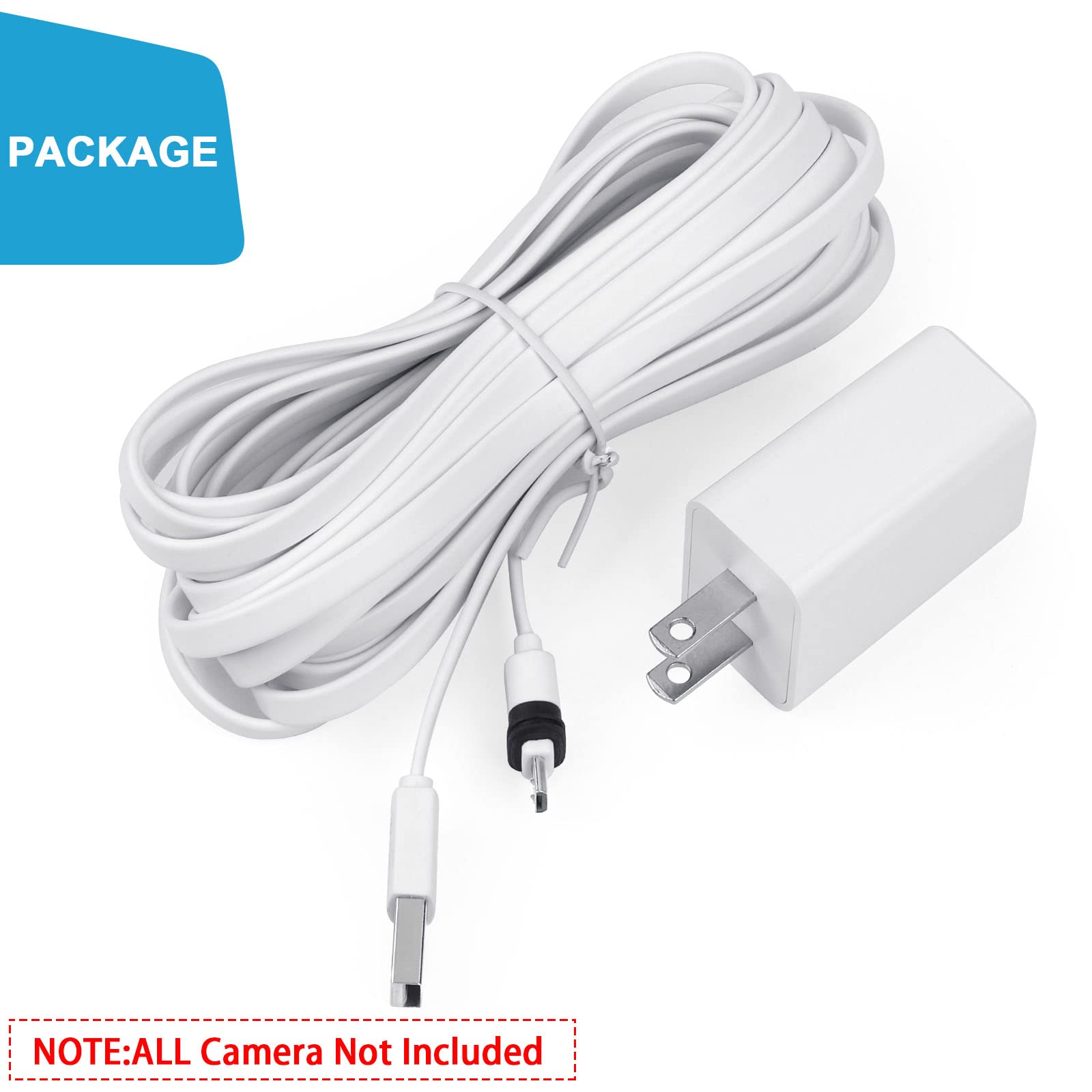 UYODM Power Cable Compatible with SimpliSafe Wireless Outdoor Security Camera,16.5Ft/5m Weatherproof USB Cable Power Your SimpliSafe Outdoor Camera continuously- White