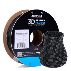 inland micro center tough pla 3d printer filament 1.75mm - professional toughness enhanced pla - dimensional accuracy +/- 0.03 mm - 1kg spool (2.2 lbs) - high impact strength - black