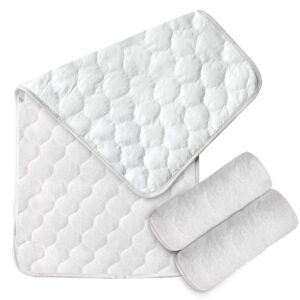 bamboo changing pad liners, quilted thick ultra soft waterproof changing table cover liners, washable reusable portable diaper change mat, 27" x 13", 3 pack set (white)