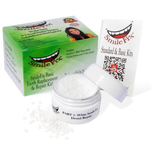 smilefix basic dental repair - for missing or damaged teeth - fix gaps, missing teeth, spaces, broken tooth, repairs - fast & easy - confident smiles - bf products - durable compound