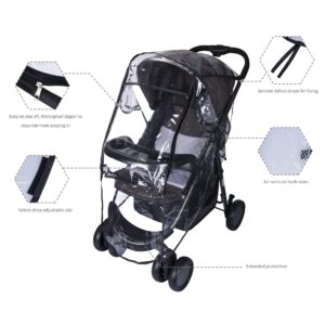 BIG ELEPHANT Mosquito Net Rain Cover Set for Stroller - Weather Shield Accessories Windproof Dustproof Baby Travel