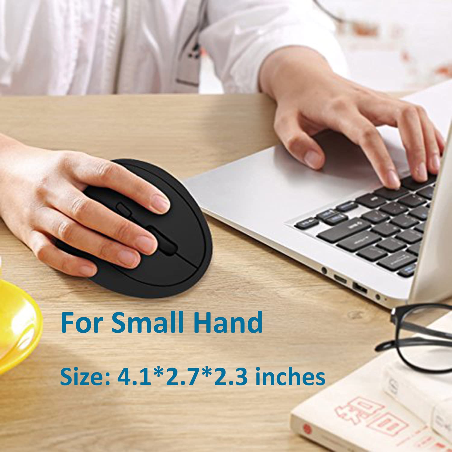 Wireless Vertical Mouse, Ergonomic Wireless Mouse 2.4G High Precision Optical Mice, Reduce Wrist Pain (for Small Hands)