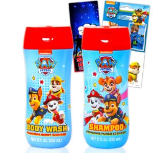 paw patrol bathroom set for kids, toddlers - 4 pc paw patrol bath set bundle with paw patrol shampoo, paw patrol body wash, paw patrol stickers, and more (paw patrol bathroom accessories)