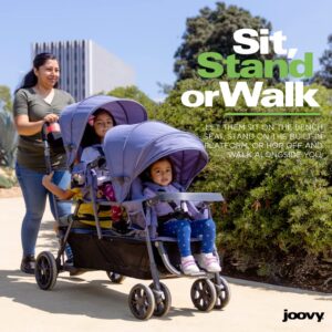 Joovy Big Caboose Triple Stroller with Rear Bench and Standing Platform, Reclining Seats, Optional Rear Seat, and Two Universal Car Seat Adapters, Jet