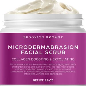 Brooklyn Botany Microdermabrasion Facial Scrub 2.5 oz – Exfoliating Face Scrub for Tightening and Brightening Skin - Face Exfoliator for Acne Scars, Wrinkles, Fine Lines and Aging Spots