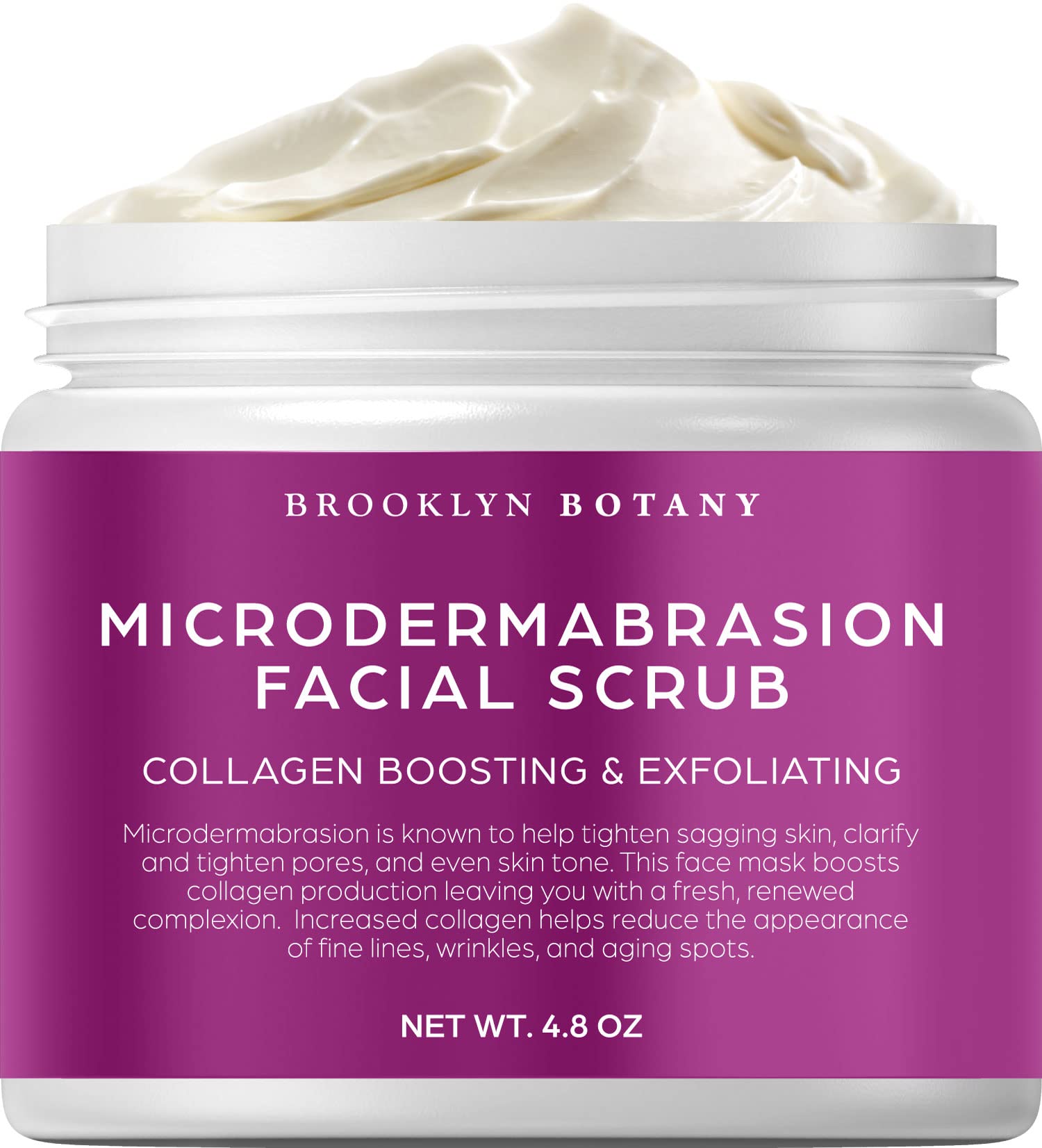 Brooklyn Botany Microdermabrasion Facial Scrub 2.5 oz – Exfoliating Face Scrub for Tightening and Brightening Skin - Face Exfoliator for Acne Scars, Wrinkles, Fine Lines and Aging Spots