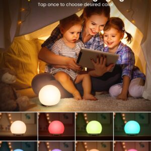 Morfone Night Light for Kids Baby Night Light with Soft Warm Light & Auto 8 Color Changing Dimmable Rechargeable Nursery Night Light with Touch Control & Timer Setting for Breastfeeding Up to 200H