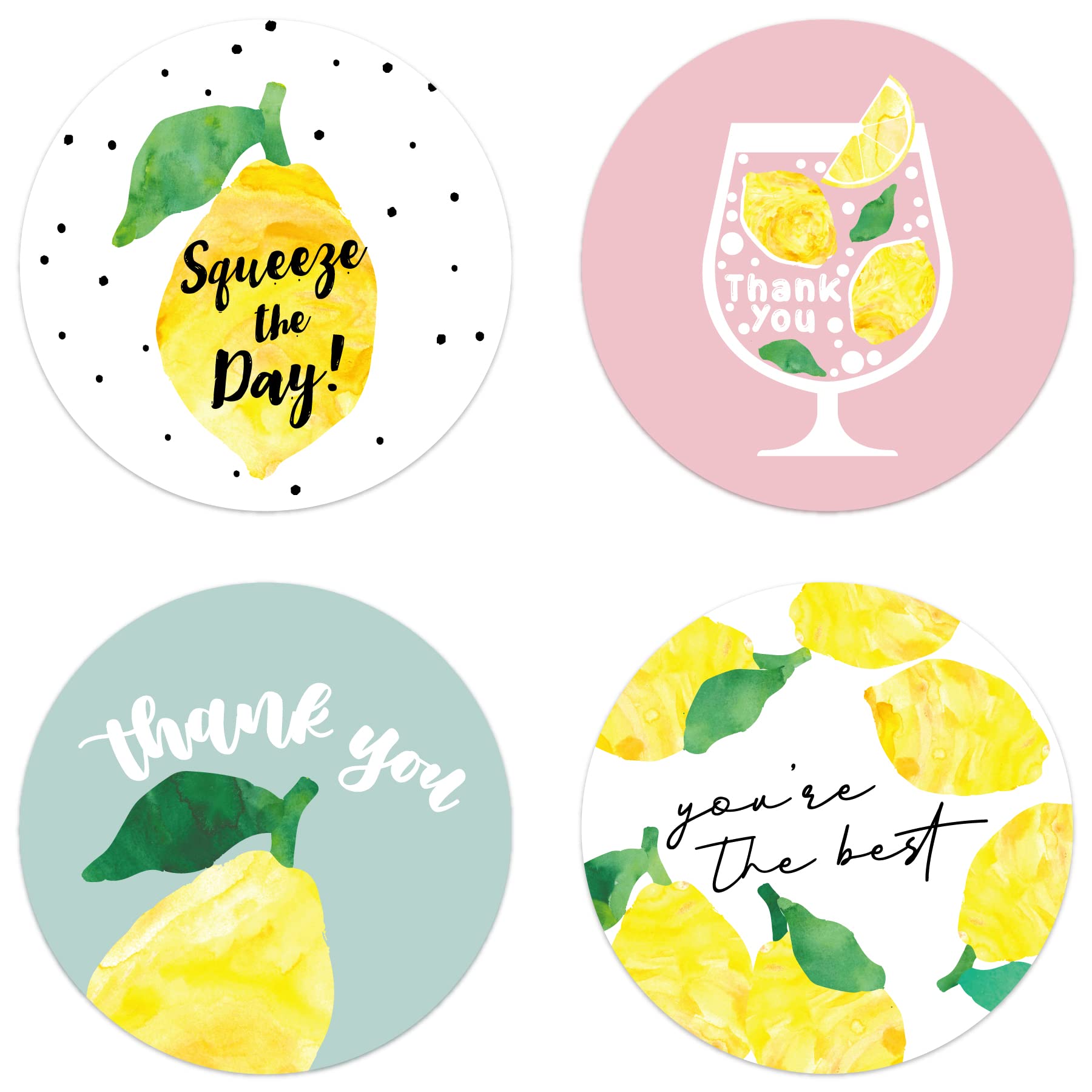 Gooji Lemon Thank You Stickers, 500 Roll Pack Bulk Pack for Wedding, Party Favors, or Small Business Packaging, 1.5 inch Supporting My Purchase Order Labels, Baby Bridal Shower, Custom Envelopes Seal