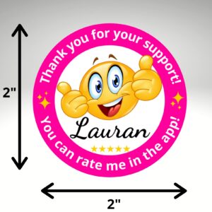 Personalized Delivery Driver Thank You Rating Stickers for Bags,100-count,5 Sheets 2inch diameter