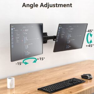 WALI Dual Monitor Wall Mount, Single to Double Bracket Adapter, Horizontal Assembly Arm for 2 Screen up to 27 inch (012ARM), Black