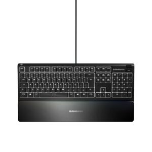 SteelSeries Apex 3 RGB Gaming Keyboard – 10-Zone RGB Illumination – IP32 Water Resistant – Premium Magnetic Wrist Rest (Whisper Quiet Gaming Switch) - BR (Brazilian Portuguese)