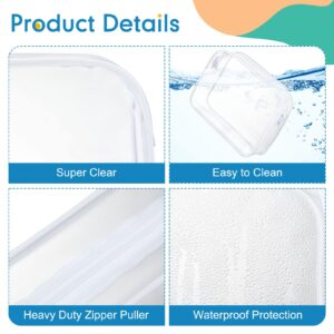 12 Pack Clear Toiletry Bag Portable Travel Bags PVC Clear Cosmetic Bags Waterproof Transparent Zipper Pouch Plastic Makeup Bag Cosmetic Bags for Women Men Vacation Home Bathroom Organizing, White