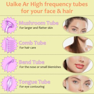 High Frequency Facial Wand - Uaike 4 in 1 Violet Portable Handheld High Frequency Facial Machine - at Home Face Skin Wand Device with 4 Pcs Purple Glass Tubes