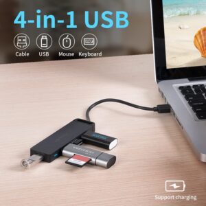 VENTION USB 3.0 Hub, 4 Ports USB Hub Ultra-Slim Data USB Hub 3FT Extended Cable [Charging Supported], Compatible with MacBook, Laptop, Surface Pro, PS4, PC, Flash Drive, Mobile HDD (1m/3ft)