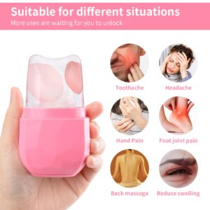 THBRO Ice Roller for Face and Eye, Facial Beauty Ice Roller Skin Care Tools, facial Ice Roller Skin Care Tools, Ice Face Roller for Migraine Relief, Blood Circulation, Reduce Puffiness… (Pink)