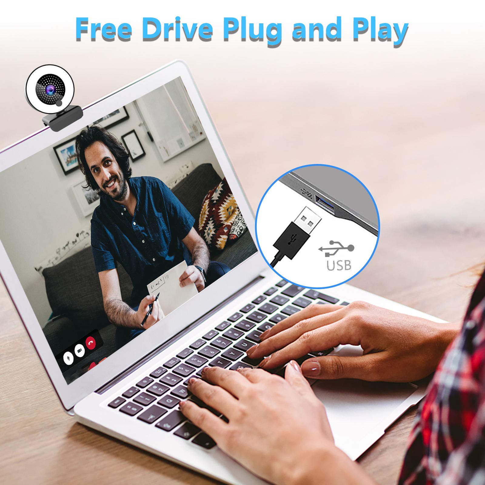 Streaming Webcam with Microphone & Ring Light 2K HD Web Cam with Cover,Stand for PC/MAC/Laptop/Desktop, Wide Angle Web Cameras for YouTube,Skype,Zoom,Xbox One,Video Calling,Studying and PS4