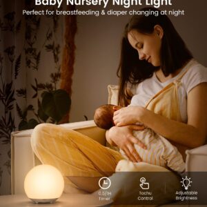 Morfone Night Light for Kids Baby Night Light with Soft Warm Light & Auto 8 Color Changing Dimmable Rechargeable Nursery Night Light with Touch Control & Timer Setting for Breastfeeding Up to 200H