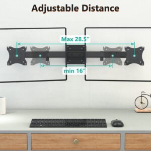 WALI Dual Monitor Wall Mount, Single to Double Bracket Adapter, Horizontal Assembly Arm for 2 Screen up to 27 inch (012ARM), Black