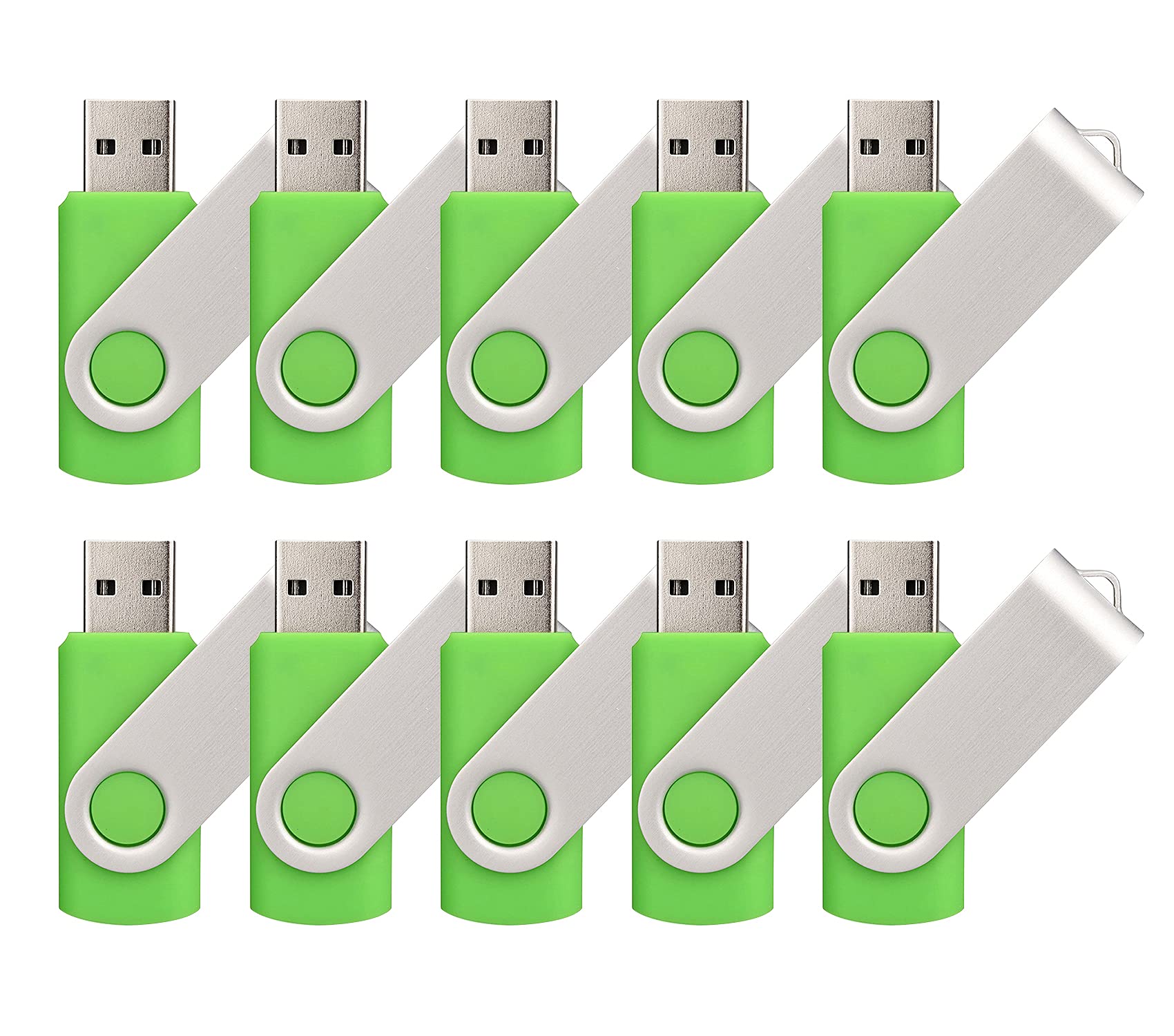 10 Pack 256MB USB Flash Drives Gift Stick Business Bidding Thumb Drive USB 2.0 high Speed Pen Drives (256MB, Green)