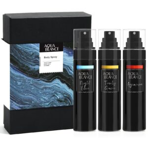 aqua blance body spray for men, pack of 3, each 3.4 fl oz, total 10.2 fl oz, deodorant for men refreshing fragrance mist