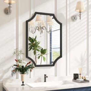 kelly miller 20"x28" scalloped black bathroom mirror for wall mount, home mirror