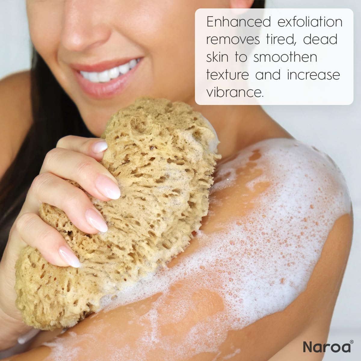 Naroa Exfoliating Natural Sponge for Bathing | Bath Sea Sponge for Healthy Skin | Unbleached Shower Body Scrubber Puff | Eco Friendly Plastic Free Sponge (Exfoliate - Medium)