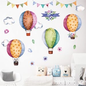 waft yearn waterproof removable vinyl pvc hot air balloon flower wall decal wall sticker decor bedroom bathroom nursery kidsroom school classroom livingroom