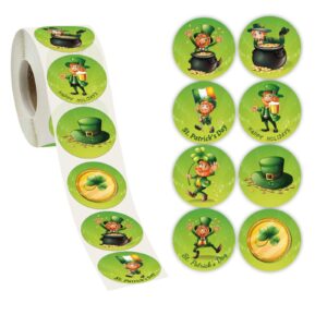 st. patrick's day stickers roll shamrock label stickers diy gift boxes seal labels packaging clover sticker irish festival party deco crafts supplies(500 pieces)