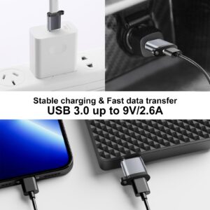 BaseNew USB to C Adapter 6 Pack,USB to USBC Adapter,USB A to C Adapter,USBC to USB Adapter,USB 3.0 to USB C Female,USB-C to USB Adapter for iPhone 15 14 13,MacBook,iPad,AirPods and More,Grey