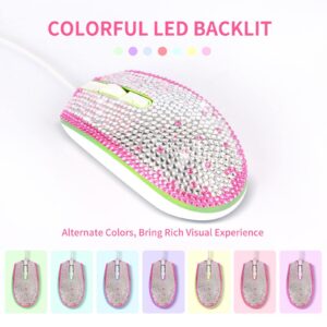 MagiDeal USB Gaming Mouse 1600DPI,Breathing LED Lights, Rhinestone Mouse Mice for PC Keyboard,for Windows Laptop Gamer