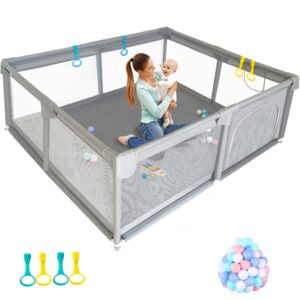 baby playpen,playpen for babies and toddlers,large baby play yards (71''x59''), baby play area with 30pcs pit balls,large playpen for toddlers,sturdy play yard for baby save mommy's time.