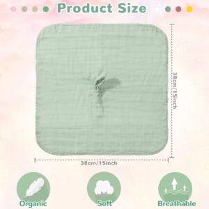 8 Pcs Organic Cotton Paci Blanket 8 Colors Muslin Mini Baby Blanket with Snap 6 Layers Security Pacifier Blanket 38 x 38 cm Blanket with Pacifier Holder Soft Breathable Lovey, Pacifier Not Included