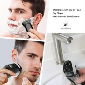 Electric Shavers for Men FlySpur 3D Rechargeable 100% Waterproof Men Rotary Electric Razor Wet Dry with Pop up Trimmer LED Display 120 Minutes Shaving (Brown)